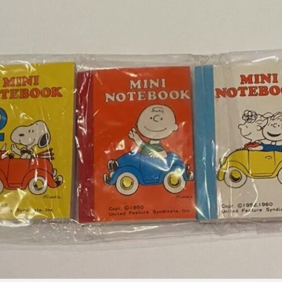Toys | Vintage Snoopy Peanuts Mini Notebook Set Of 3 Cars Linus Lucy ...